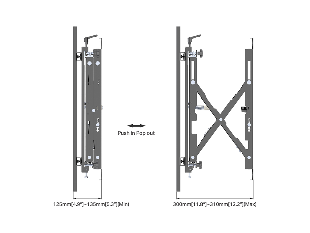 M Public Video Wall Mount Push Wide HD Max 90kg - Multibrackets