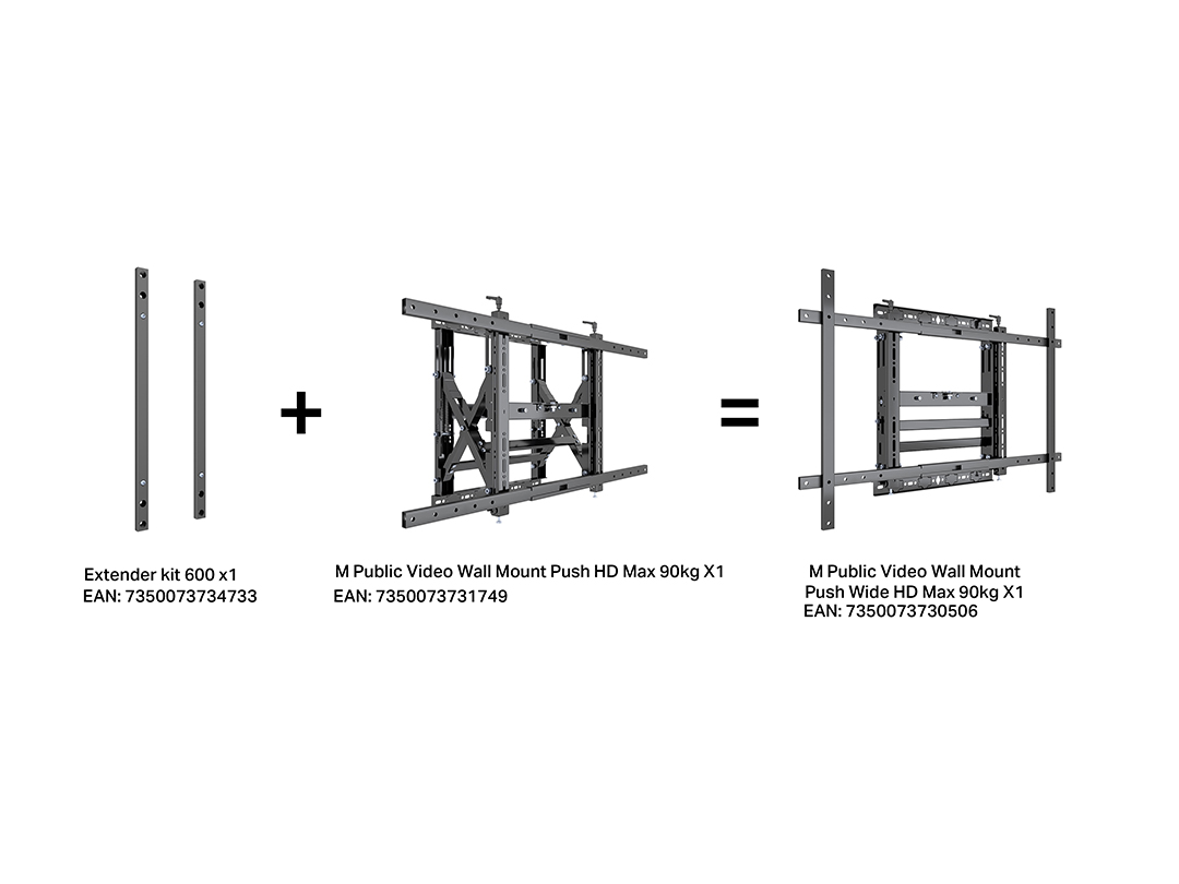 M Public Video Wall Mount Push Wide HD Max 90kg - Multibrackets