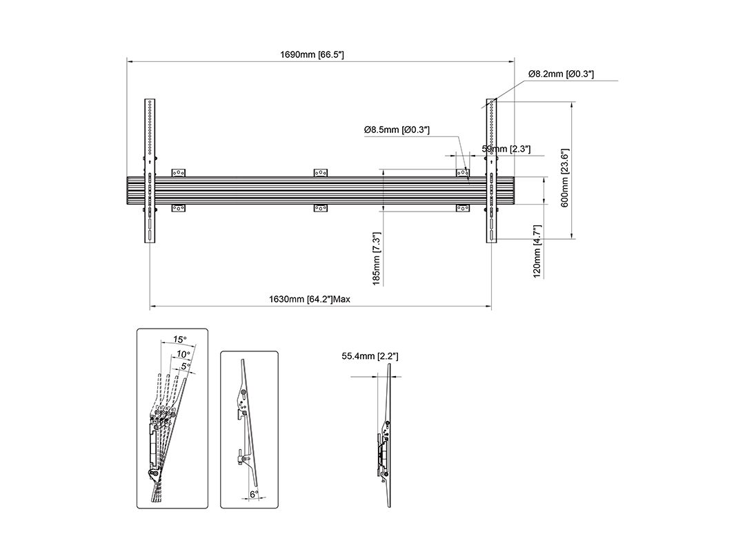 M Wallmount Pro MBW1U VESA 1600 Tilt Black - Multibrackets