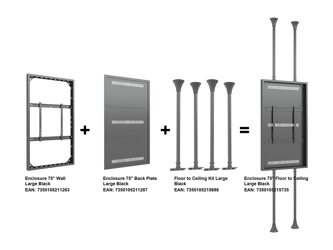 M Pro Series Enclosure - Floor to Ceiling Kit Large Black - Multibrackets