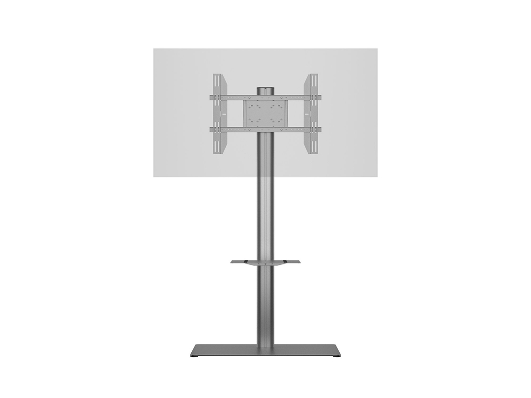 M Display Stand 180 Single Silver w Floorbase/Shelf - Multibrackets