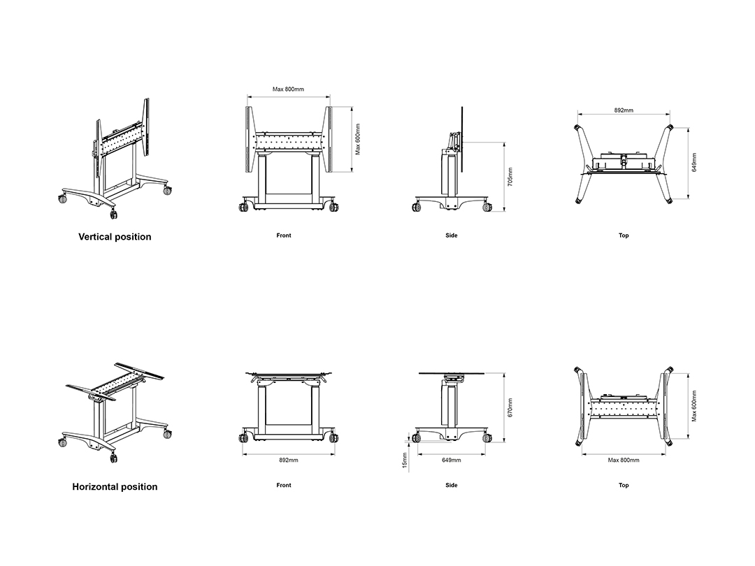 M Motorized Touch Tilt & Table 100 kg Max - Multibrackets
