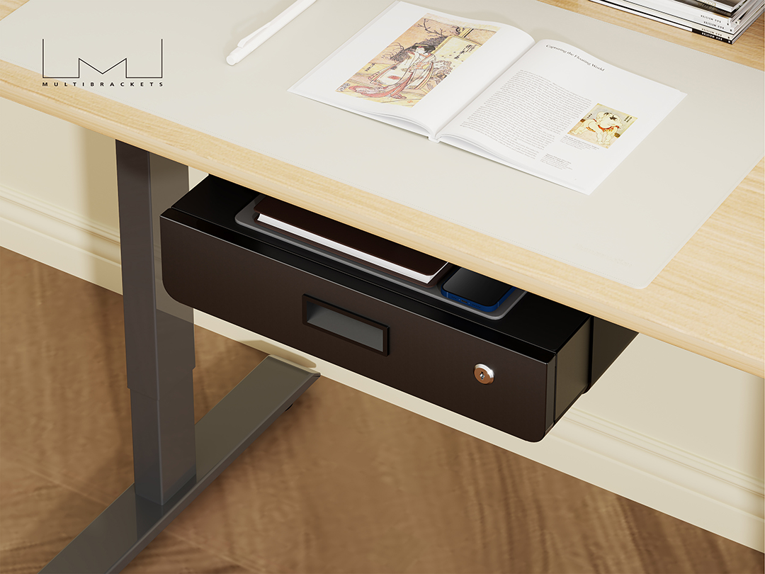 M Under Desk Drawer Lockable Black with Shelf - Multibrackets