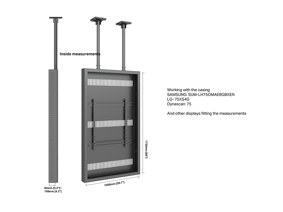 M Pro Series Enclosure 75" High Brightness Ceiling Large Black ...