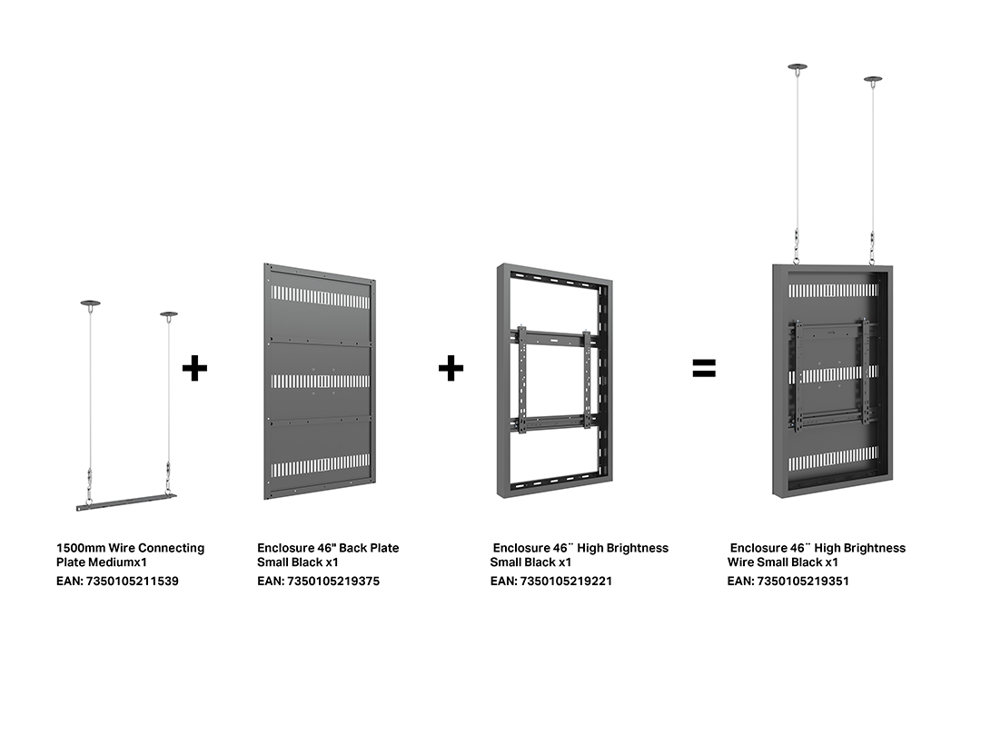 M Pro Series Enclosure 46" Back Plate Small Black - Multibrackets